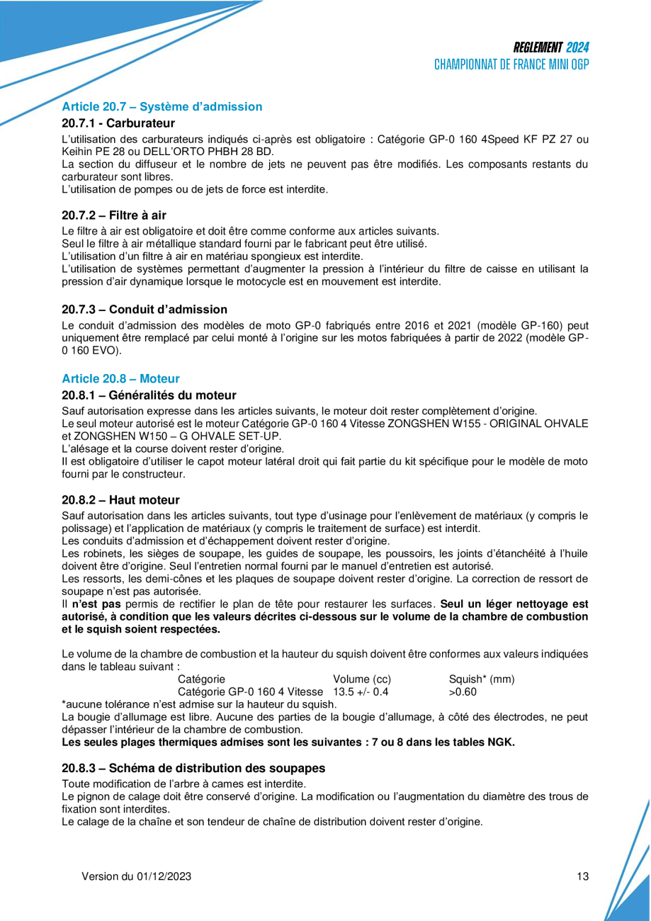 Règlement Championnat de France Mini OGP | FFMoto